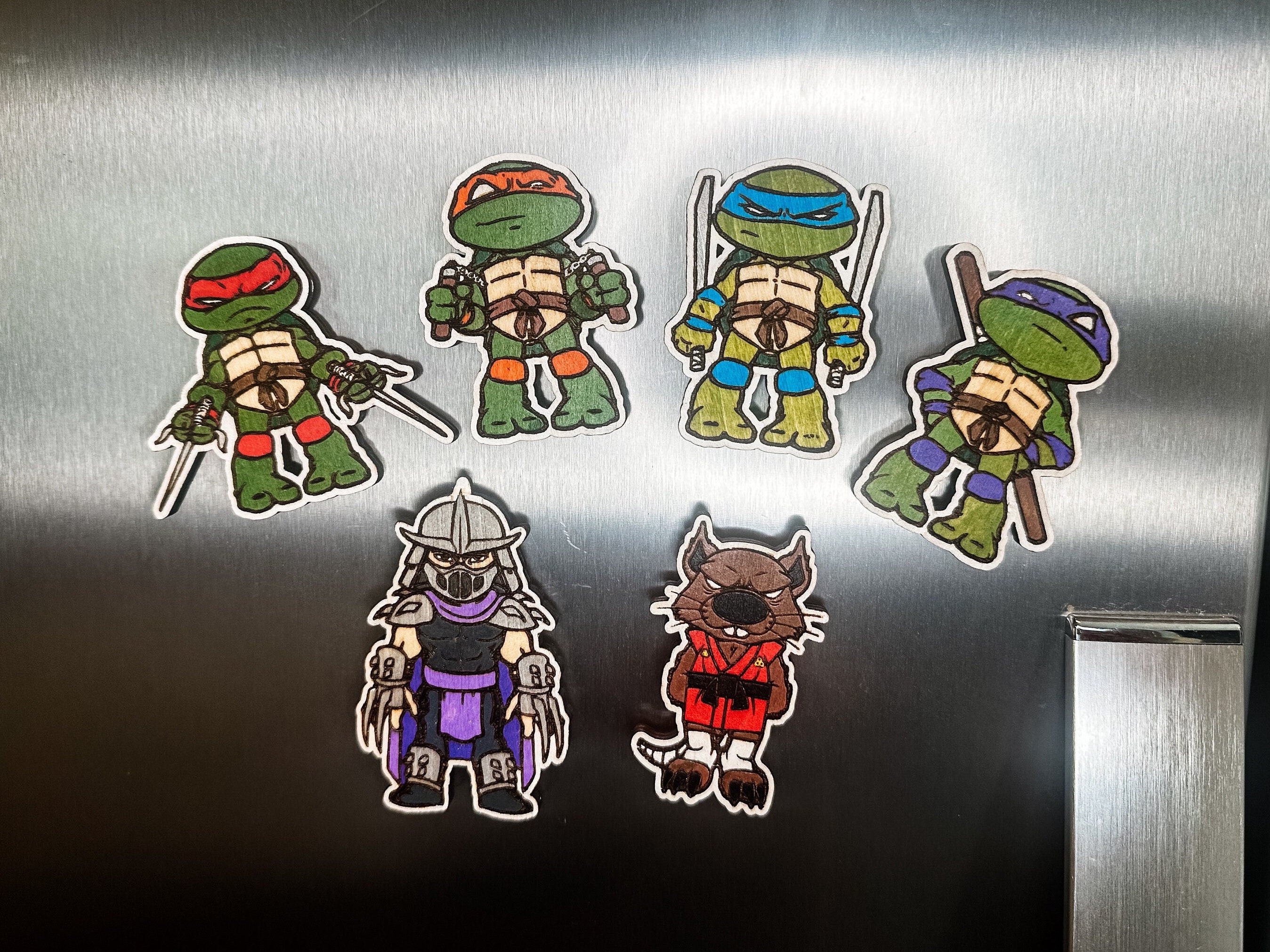 Hand Painted Wooden Teenage Mutant Ninja Turtle Magnets | Fridge ...
