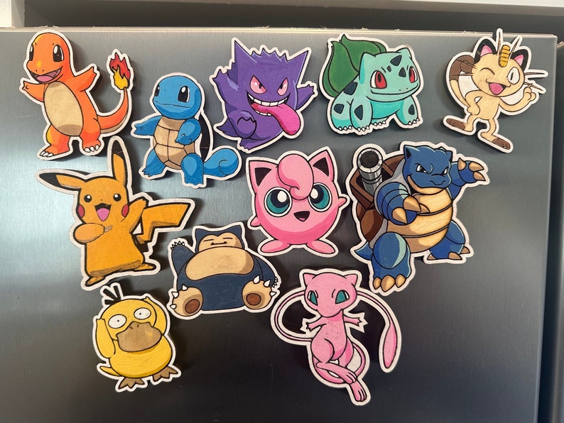 Hand Painted Wooden Pokemon Magnets | Fridge Magnets | Cartoon | Anime ...