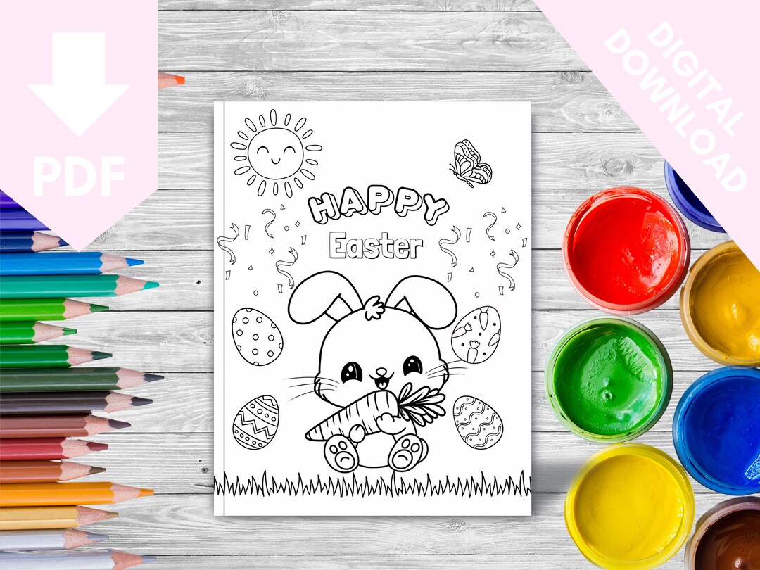 Digital Printable Easter Coloring Page for Kids Fun Holiday Activity - Etsy