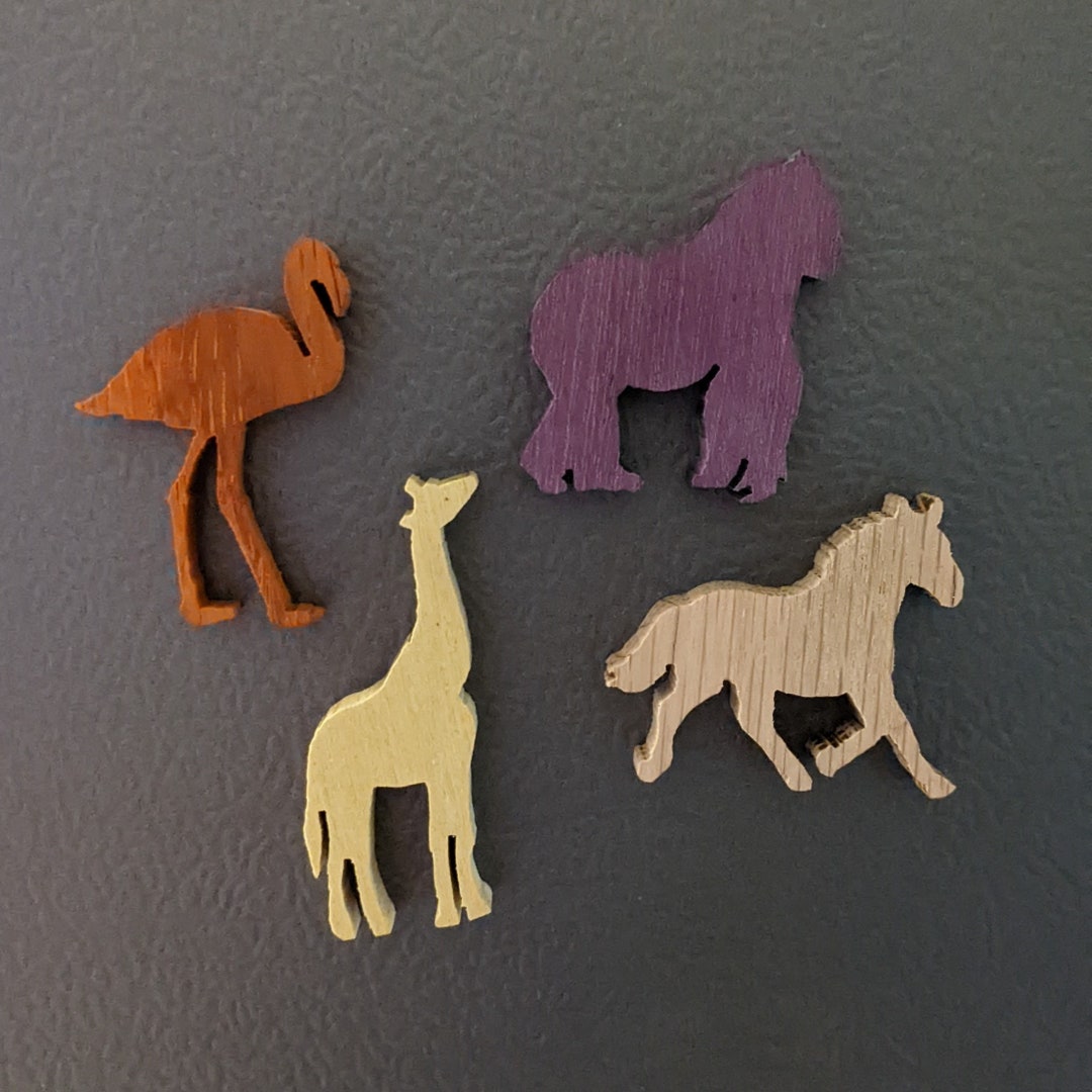 Handmade Wooden Animal Magnets: Custom 4-pack Fridge Decor - Etsy