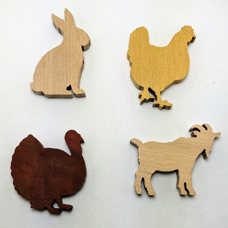 Farm Animals - Wooden Animal Refrigerator Magnet, Handmade Fridge ...