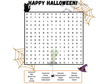 Halloween Word Puzzle - Etsy