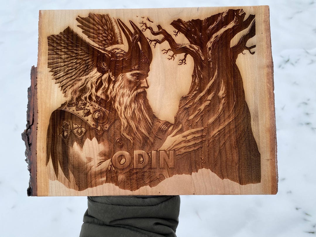 Odin Engraved Art on Natural Wood - Etsy