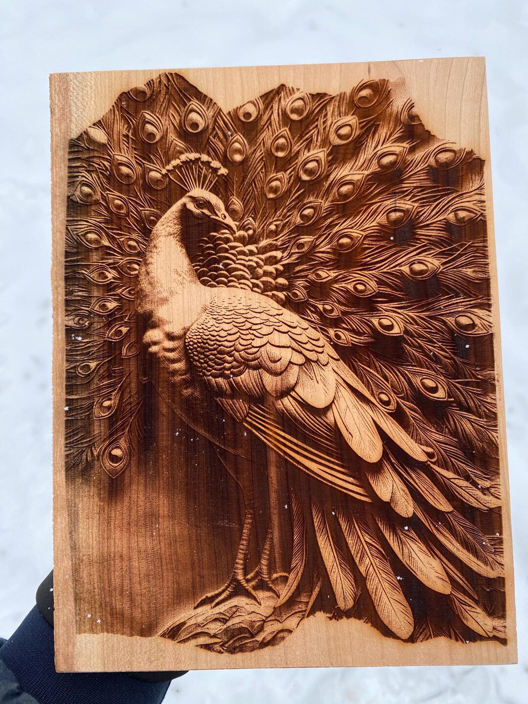 Peacock Engraved on Wood Hanging Wall Home Decor - Etsy