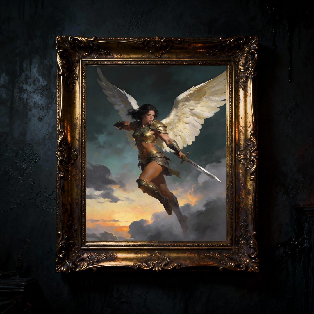 Mythic Valkyrie Digital Art | Flying Female Warrior With Sword, Mighty ...