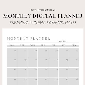 Monthly Digital Planner Instant Download Printable Planner - Etsy