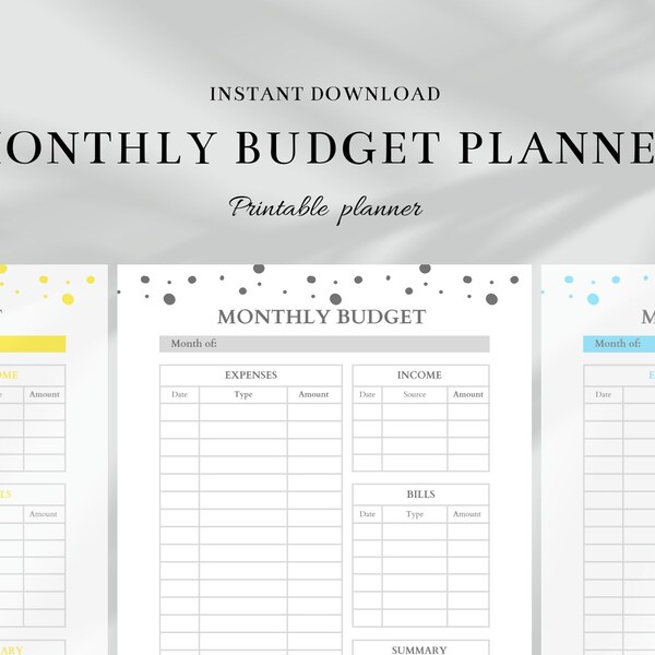 Monthly Digital Planner, Instant Download, Printable Planner, Monthly ...