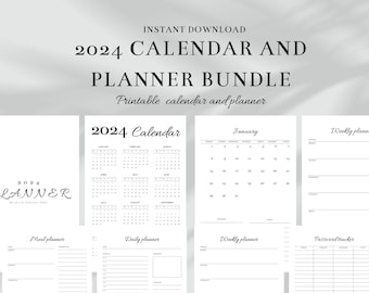 2024 Calendar, Printable Year Planner, Month Planner, A4/A5 and Letter ...