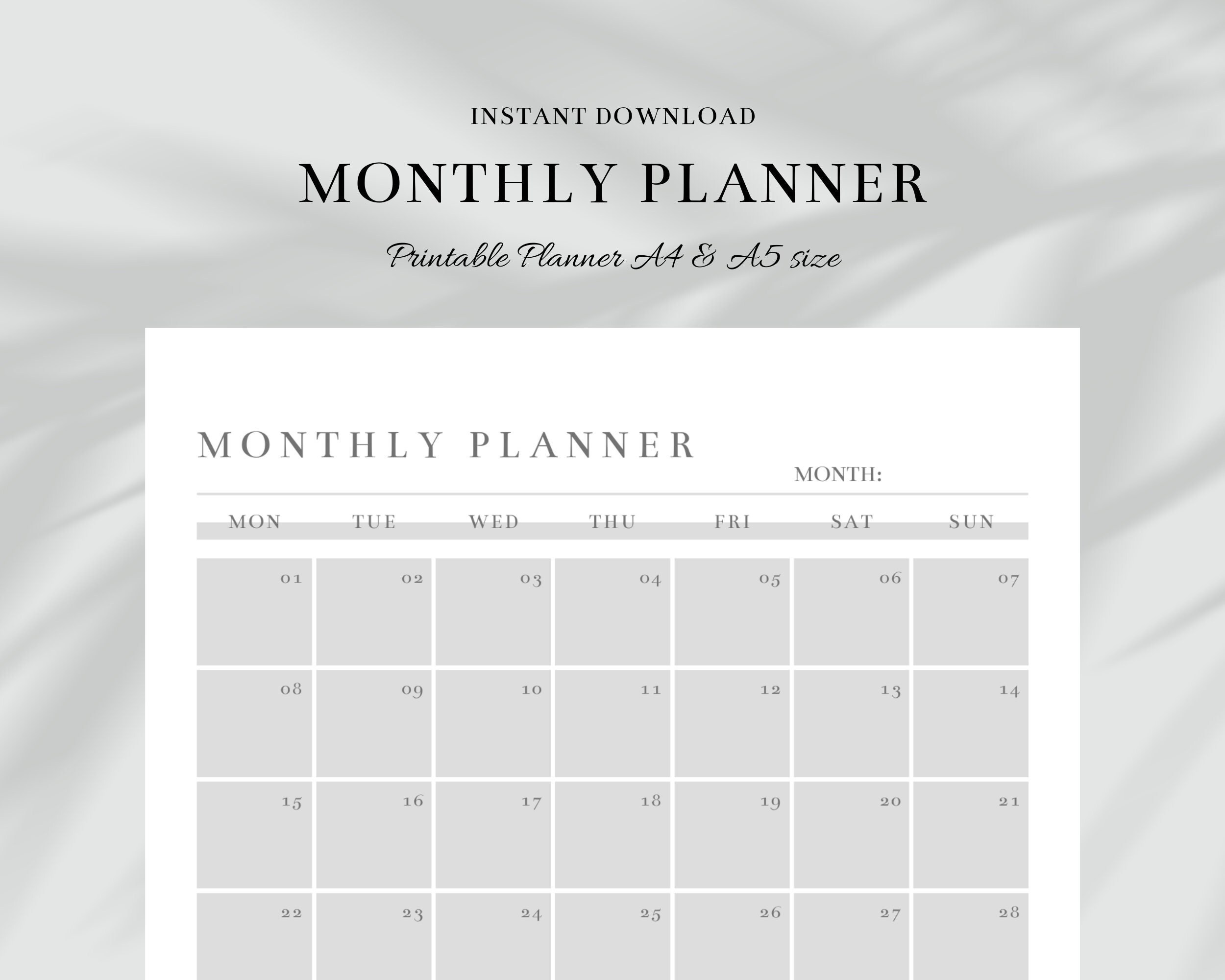 Monthly Digital Planner Instant Download Printable Planner - Etsy