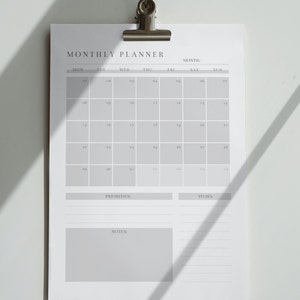 Monthly Digital Planner, Instant Download, Printable Planner, Monthly ...