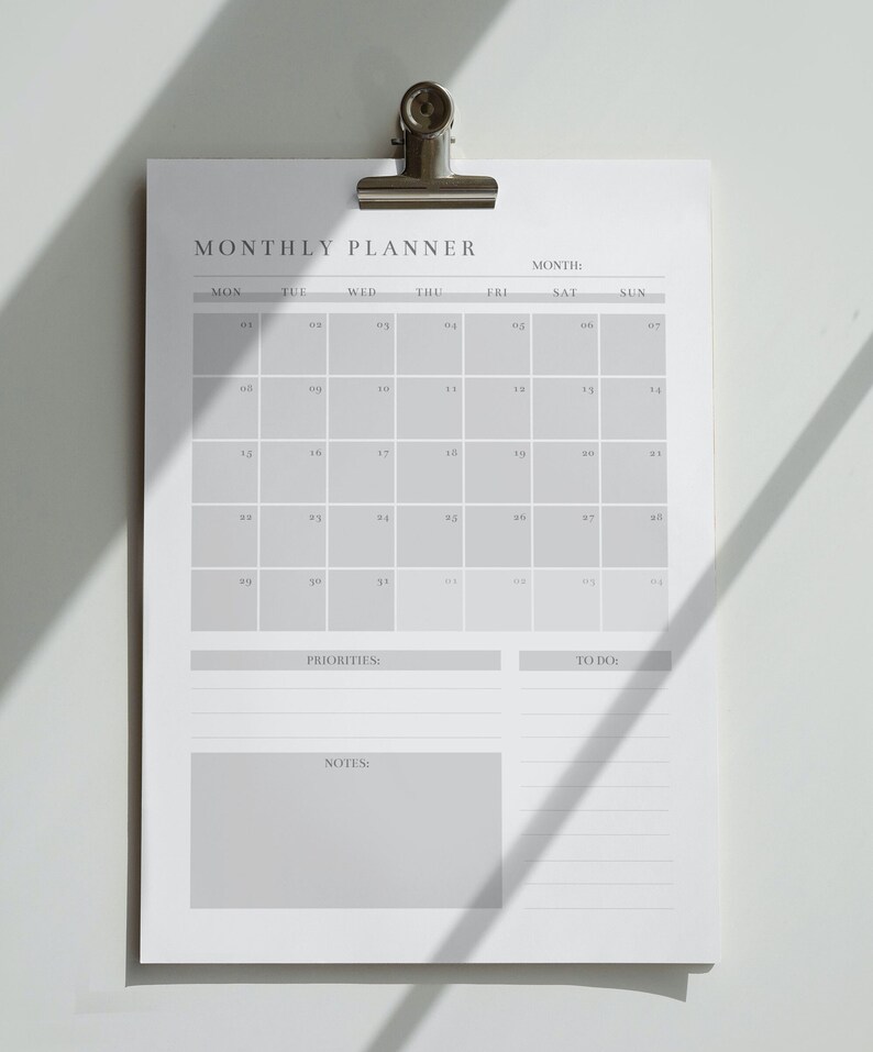 Monthly Digital Planner, Instant Download, Printable Planner, Monthly ...