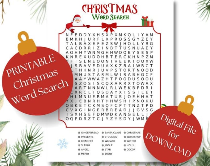 Printable Christmas Word Search, Children's Holiday Activity, Classroom ...