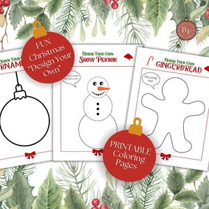 Christmas Coloring Pages, Ornament, Snowman, Gingerbread (printable PDF ...
