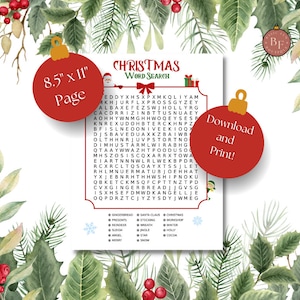 Printable Christmas Word Search, Children's Holiday Activity, Classroom ...