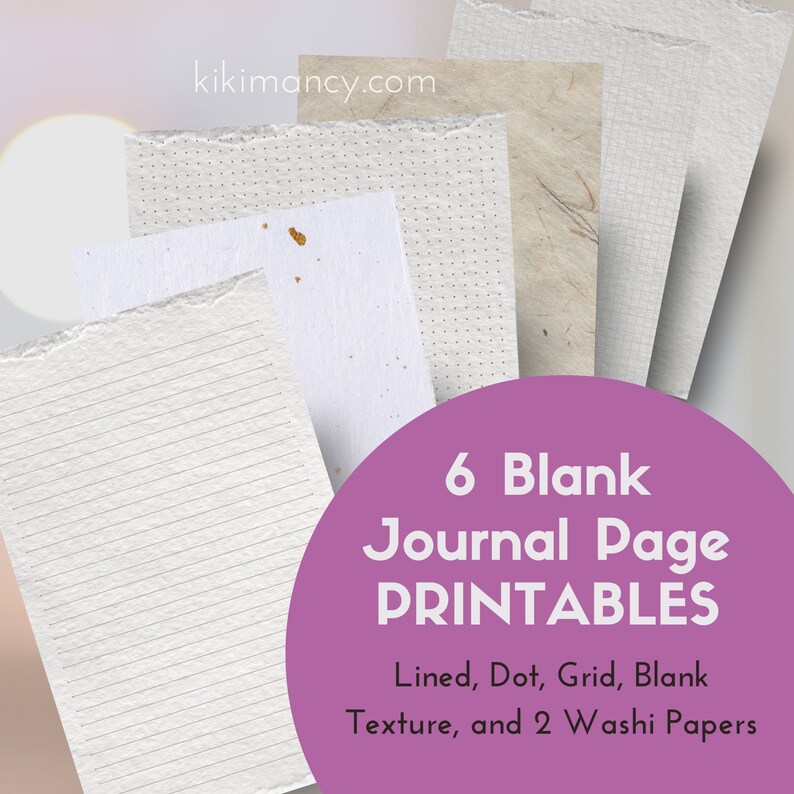 6 Blank Printable Journal Templates Lined Grid Dot - Etsy