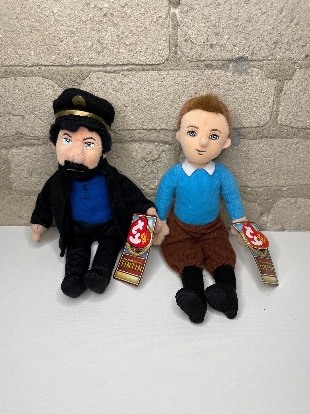 Ty Beanie Babies Adventures of Tintin Captain Haddock & Tintin Plushies ...