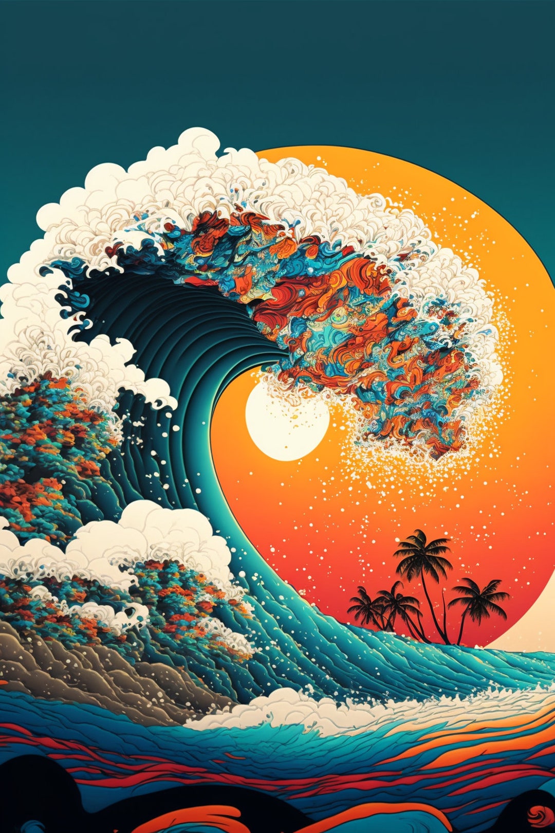 The Great Wave Digital Art for Living Room - Etsy