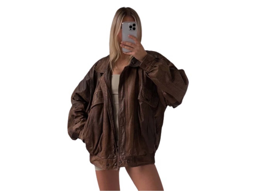 Women Handmade Bomber Oversize Lambskin Leathers Jacket Soft - Etsy