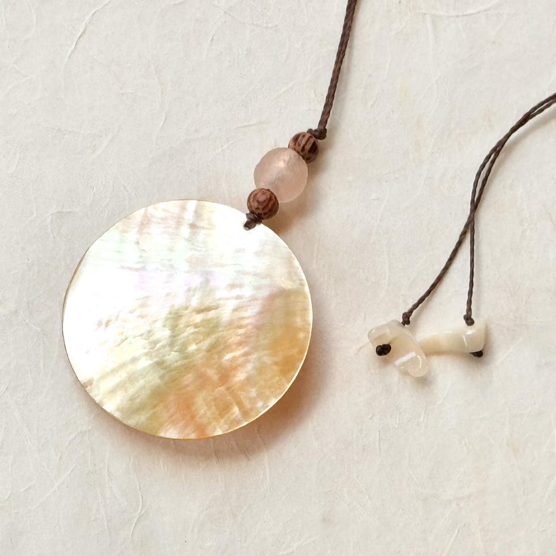 Large Shell Pendant Necklace Mother of Pearl Necklace Hippie Boho ...