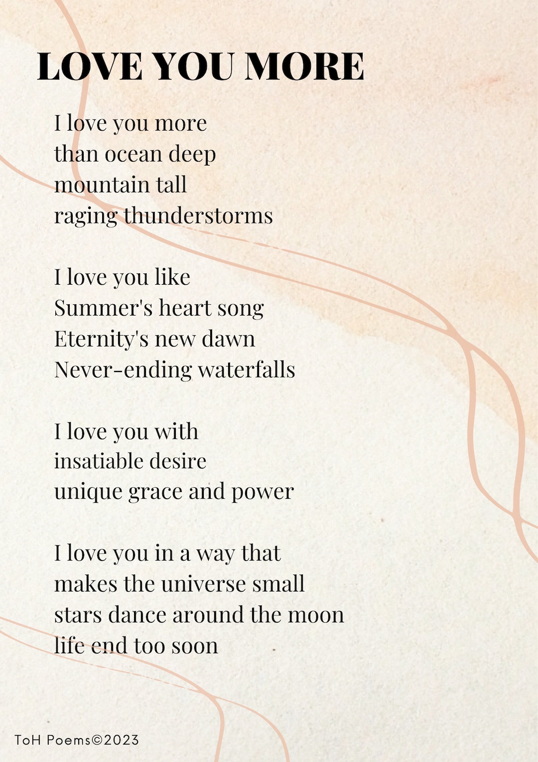 Love You More Poem - Etsy