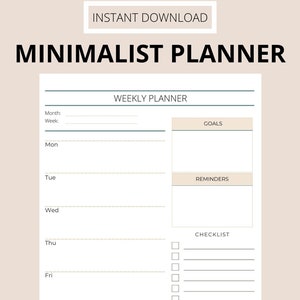 Printable Minimalist Weekly Planner - Etsy