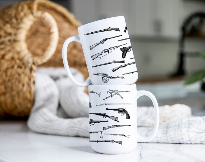 Vintage Gun Coffee Cup, Gun Mug, Men's Coffee Mug, Gun Enthusiast, Gift ...
