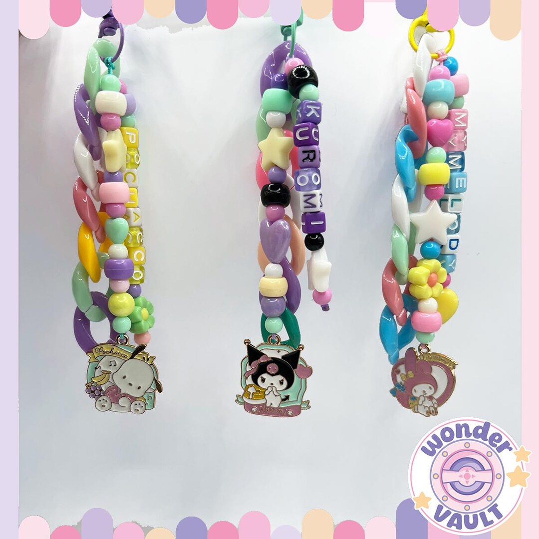 Chunky Keychain Sanrio Pochacco Kuromi My Melody Beads - Etsy
