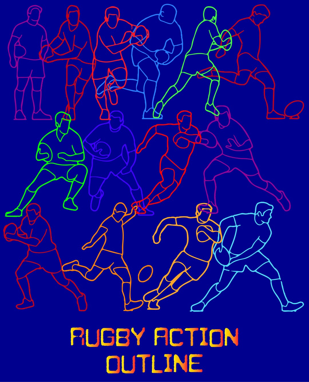 Rugby Player Action Outline Instant Download SVG PNG AI - Etsy