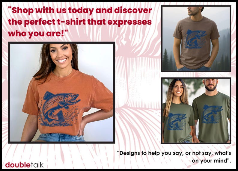 Trout Fishing Shirt Cotton Tee Graphic Design Nature Inspired Outdoor ...