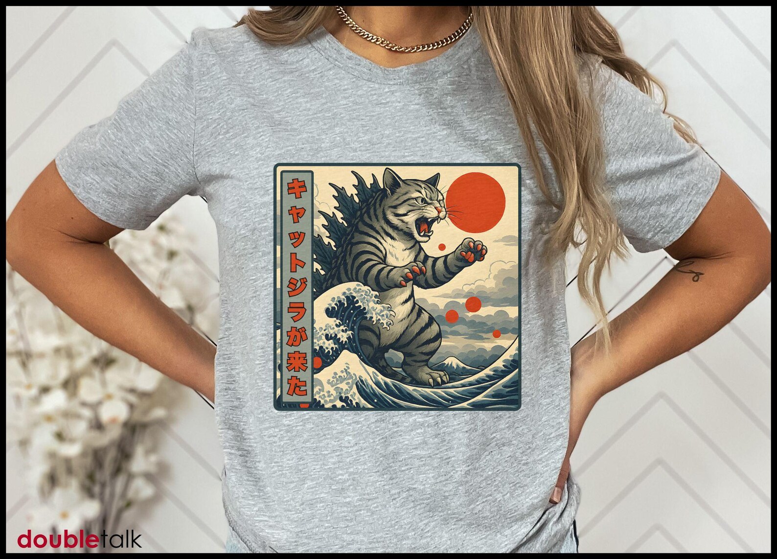 Catzilla Graphic Tee Shirt Design Monster Cat Godzilla Parody Japanese ...
