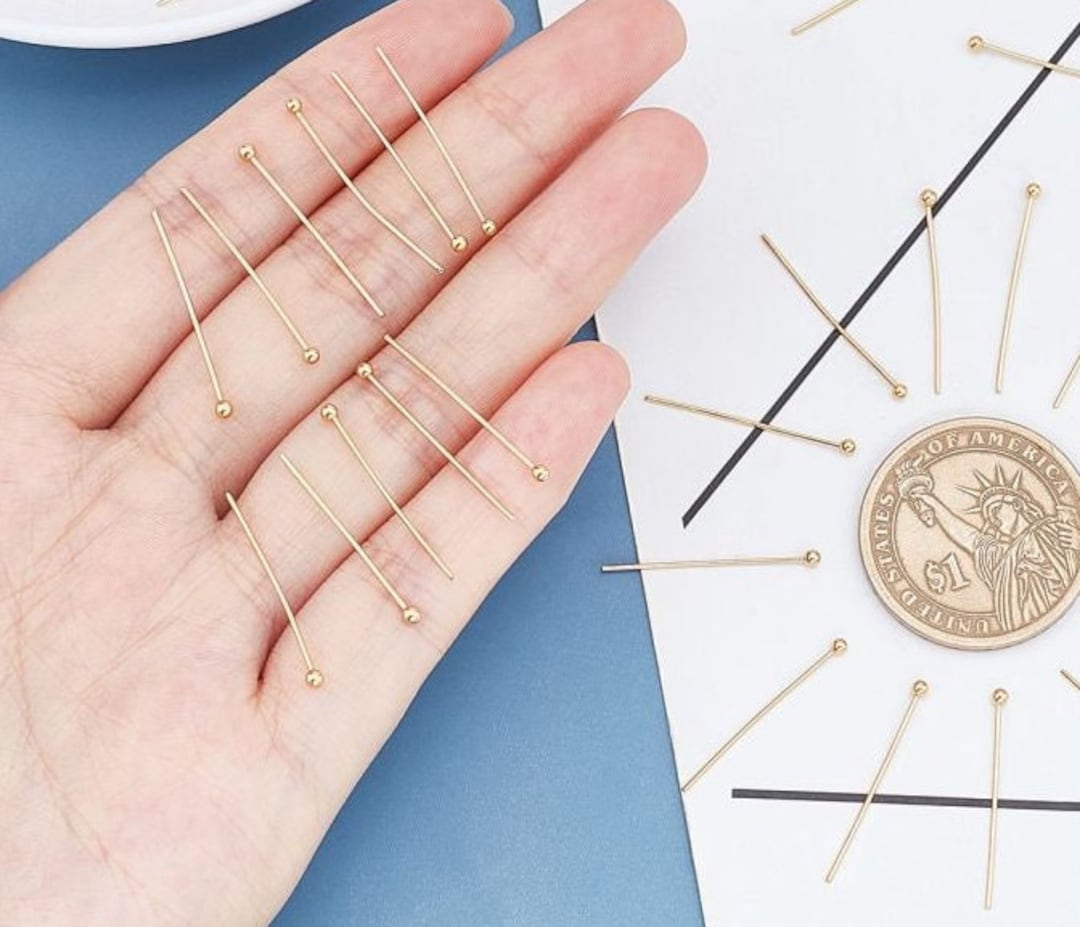 Ball Head Pins, 304 Stainless Steel Head Pins, 24K Gold Plated for DIY ...