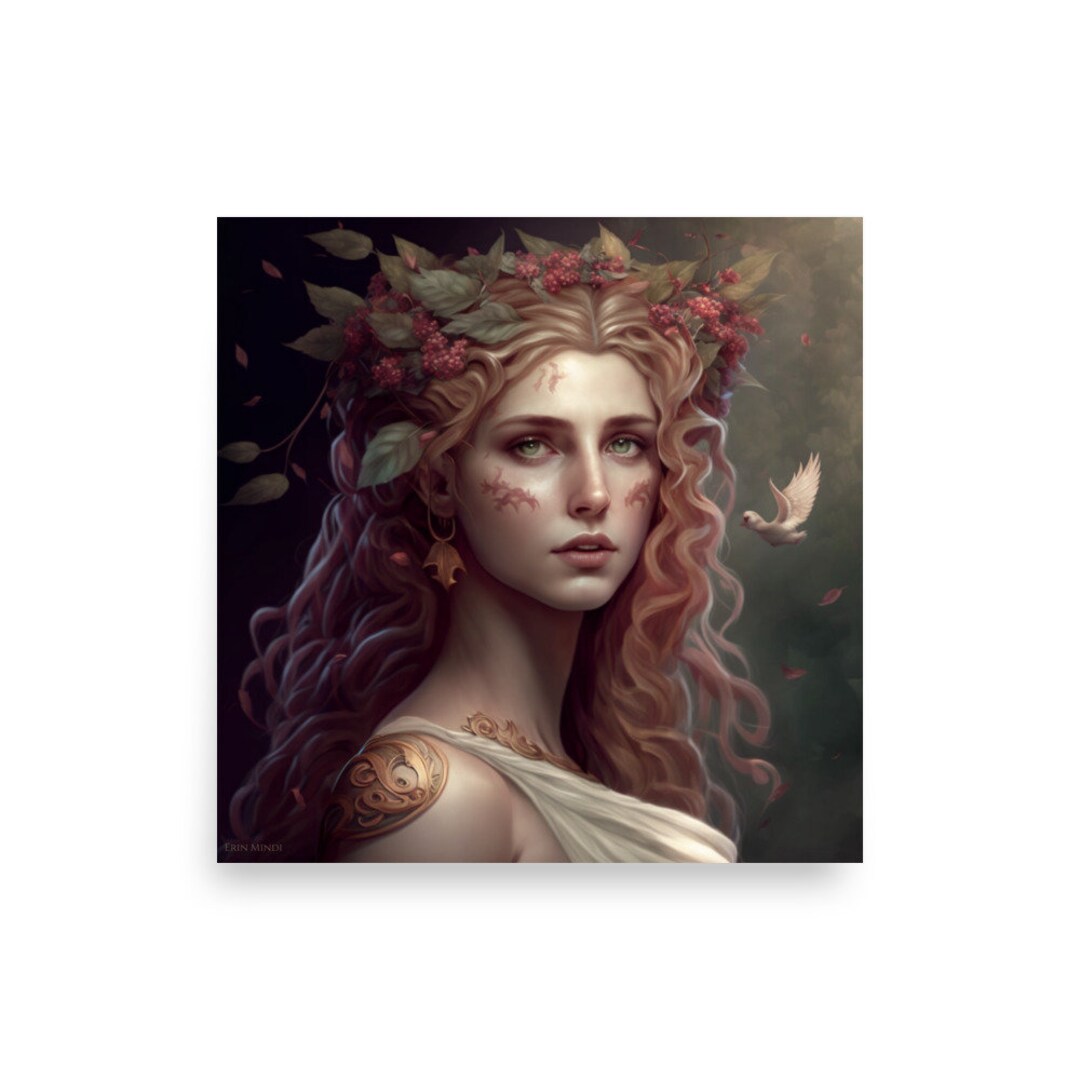 Persephone Pomegranate Maiden Goddess Art Digital Art AI Art Print Home ...