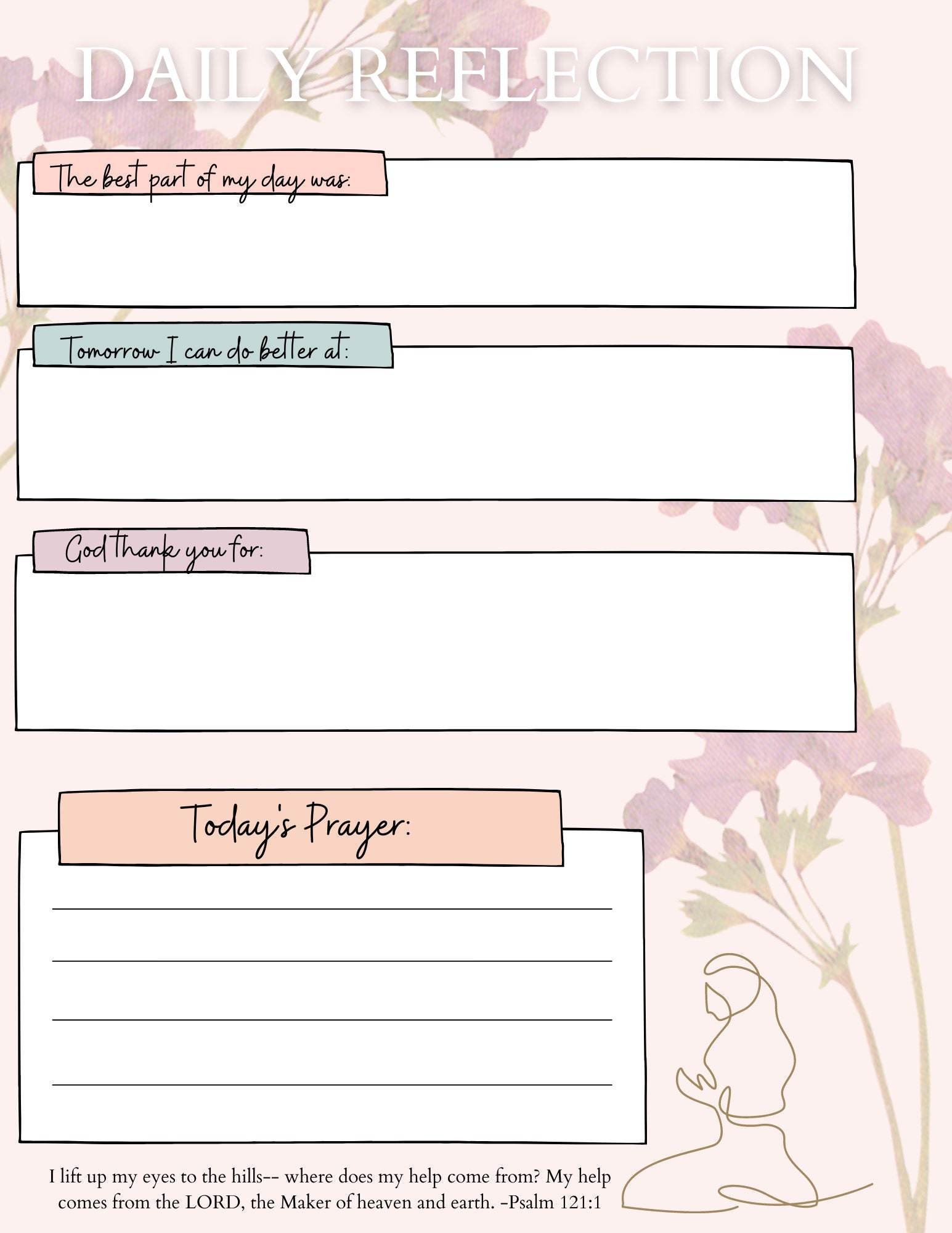 Daily Reflection Sheet - Etsy