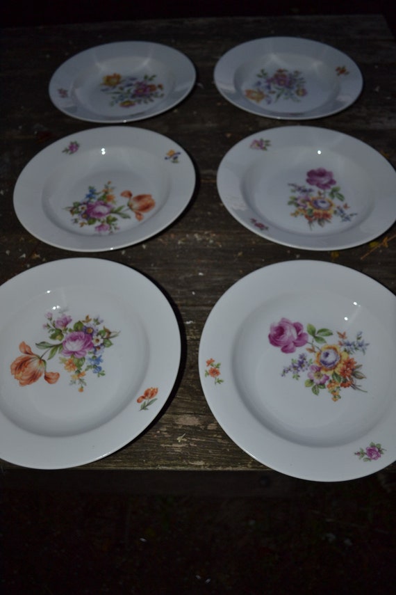 Vintage Nostalgia Shabby Roses Flowers Plate Kahla 6 Soup - Etsy