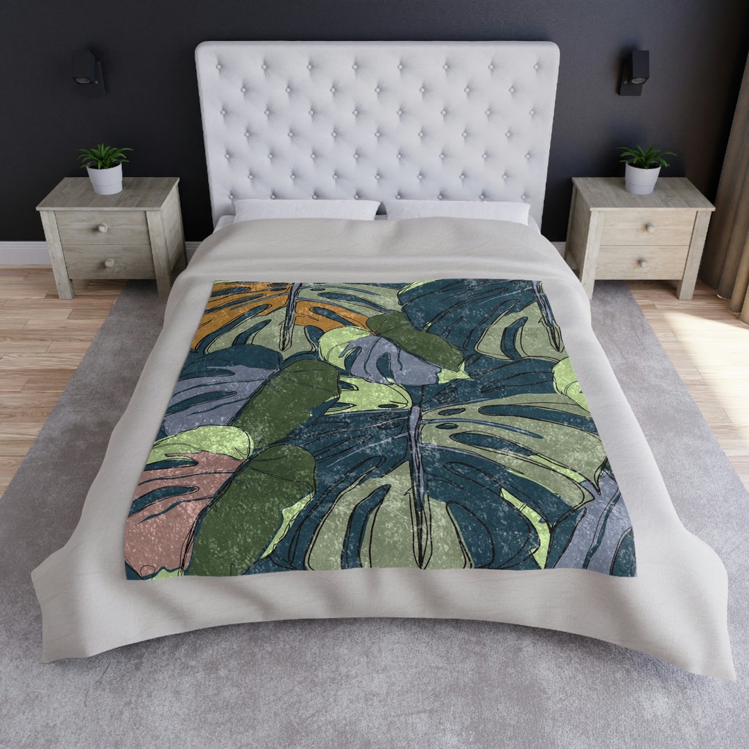 Hawaii Monstera Collection Crushed Velvet Blanket Tropical - Etsy