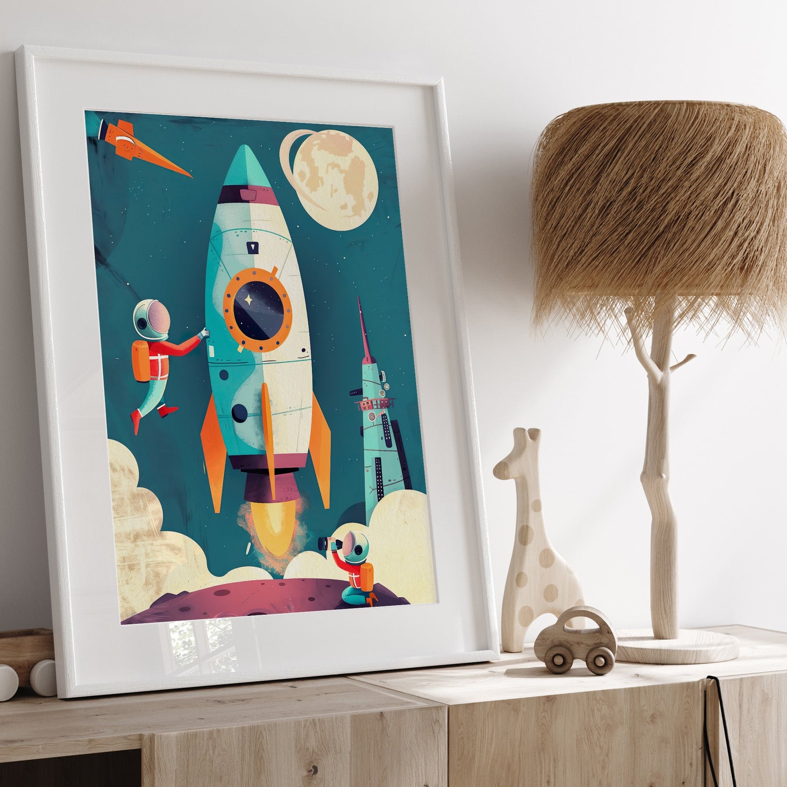 Quality Control I Art Print Whimsical Space Rocket Illustration I Kids ...