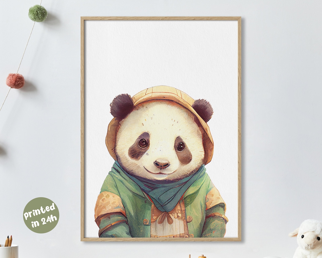 Pan-pan Panda Adventurer Portrait Neutral Children's Prints Woodland ...