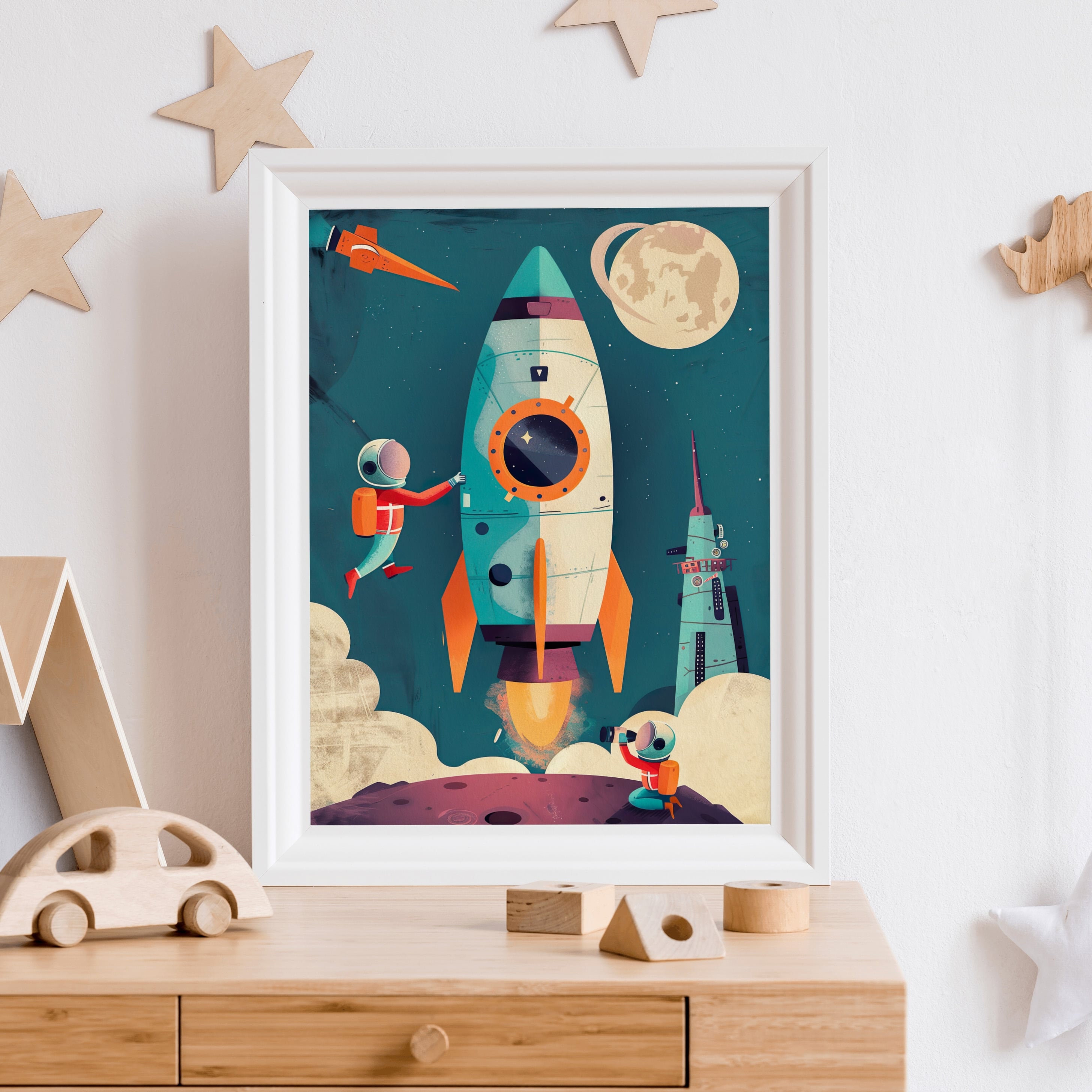 Quality Control I Art Print Whimsical Space Rocket Illustration I Kids ...