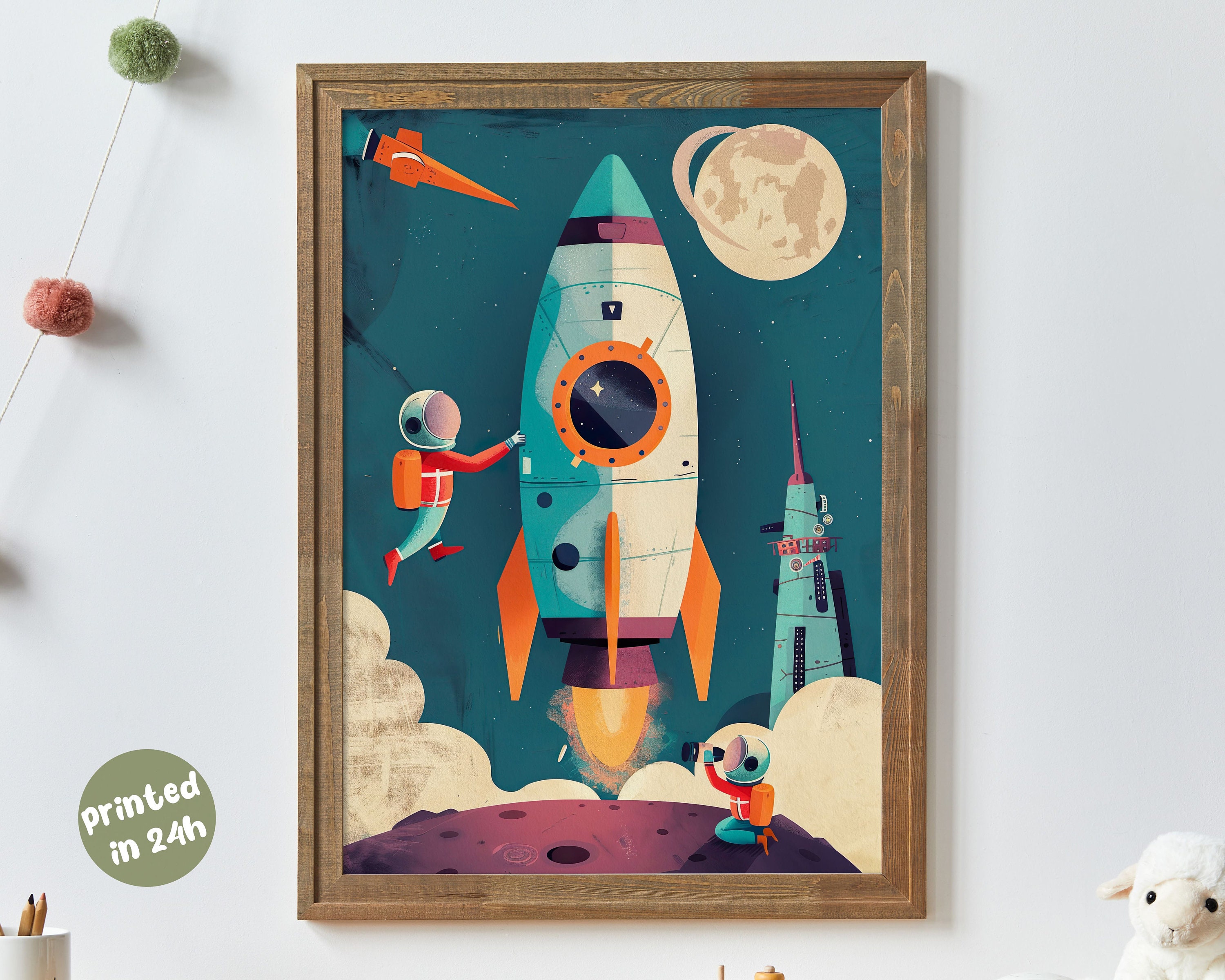 Quality Control I Art Print Whimsical Space Rocket Illustration I Kids ...