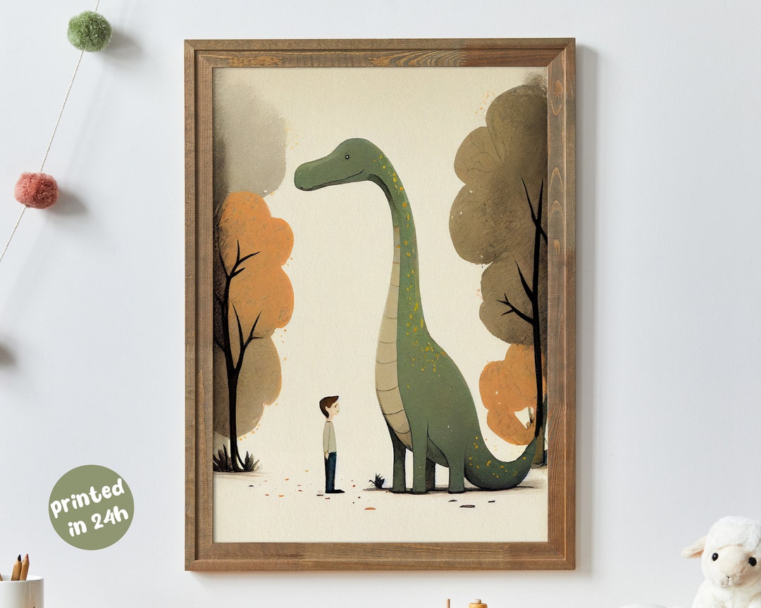 Brontosaurus Friend and a Boy I Abstract and Minimalist Nursery Decor ...