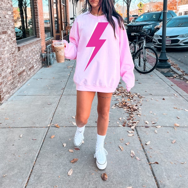 Pink Lightning Bolt Sweatshirt Girls - Etsy