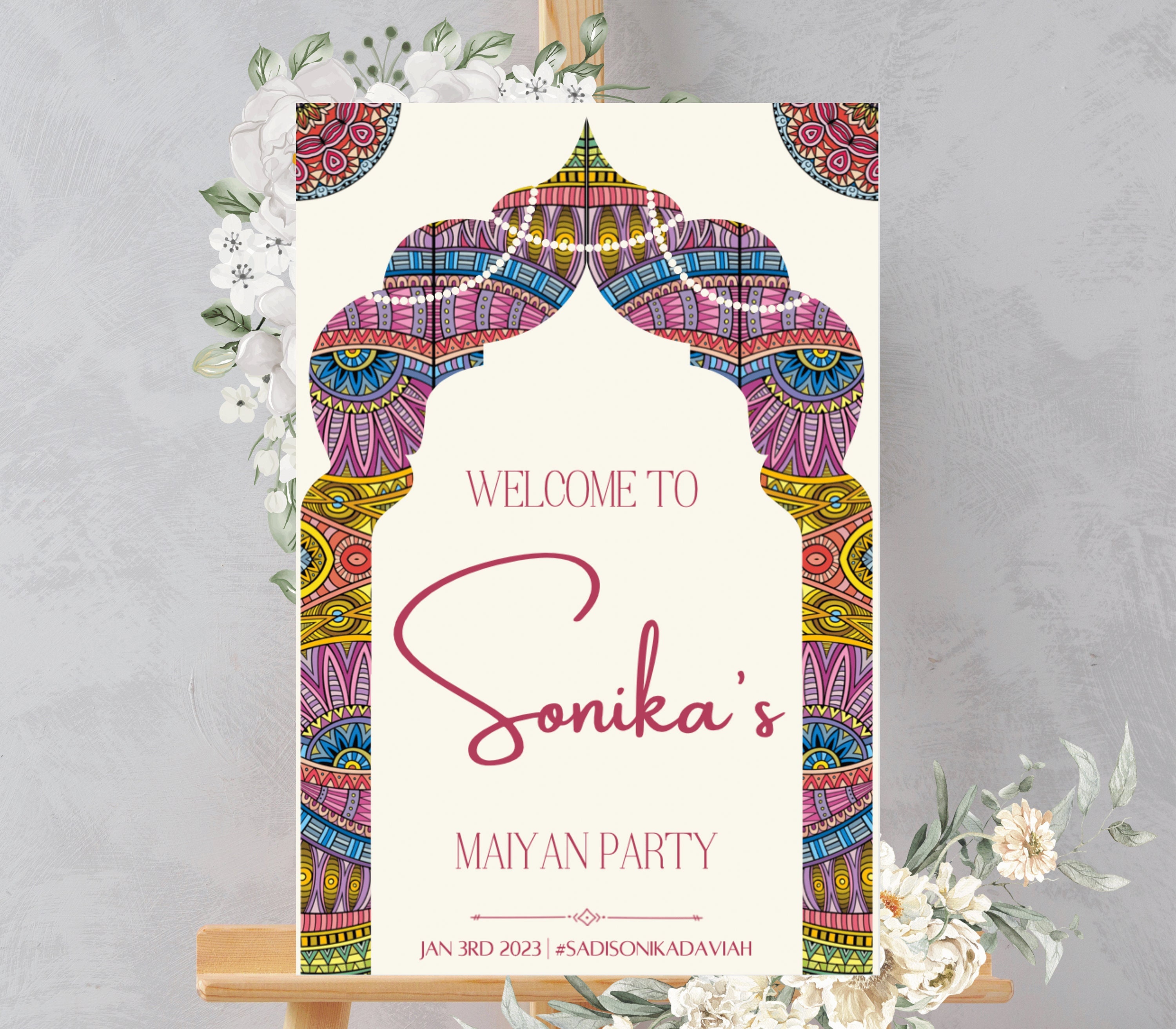 Indian Sikh Wedding Welcome Sign Sangeet Maiyan Mendhi Choora - Etsy