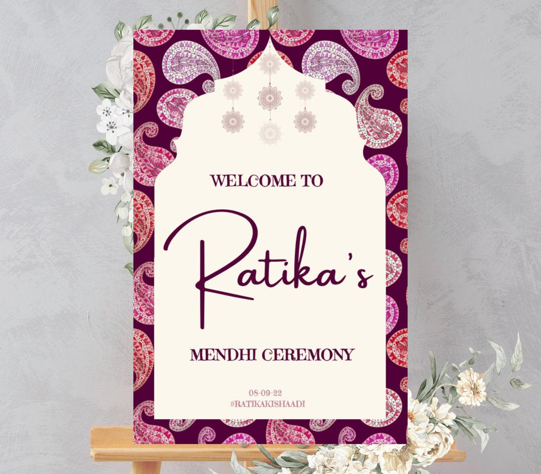 Editable Indian Wedding Welcome Sign: Paisley Decor (digital Download ...