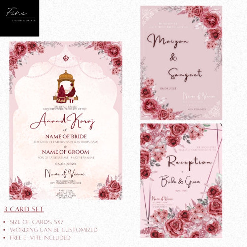 Sikh Wedding Invitation Template Set Free E-vite Included Anand Karaj ...