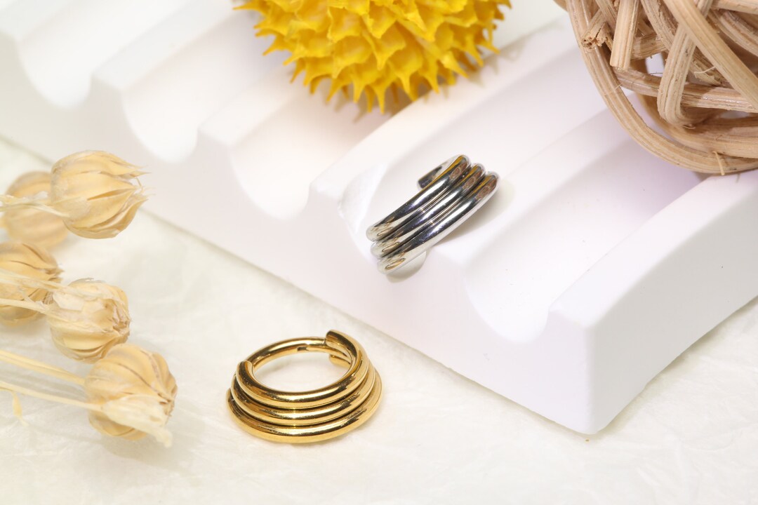 Nose Ring Triple Stacked Septum Clicker Ring 16G Septum - Etsy