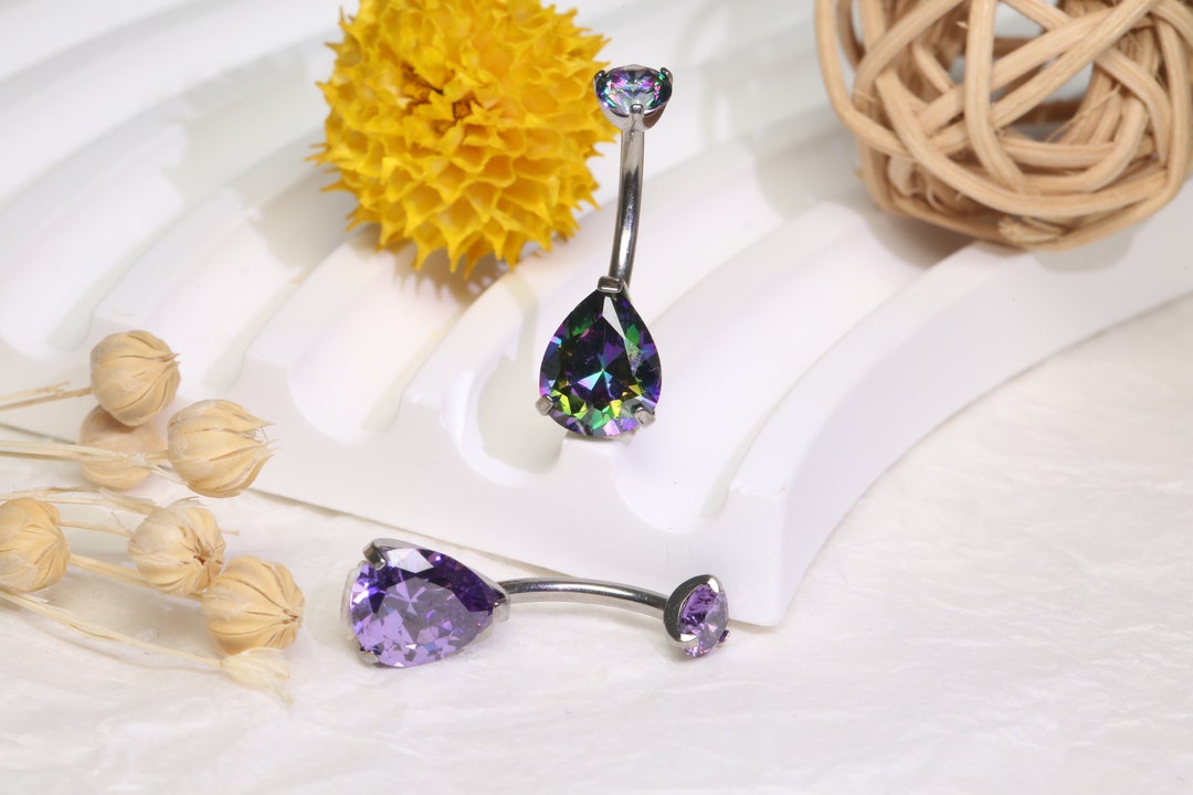 Navel Jewelry Waterdrop Shape Belly Navel Ring Belly Piercing Navel ...