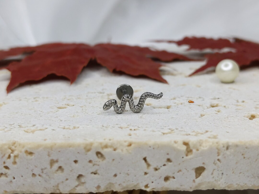 Internally Threaded G23 Titanium Snake Flat Back 16G - Etsy