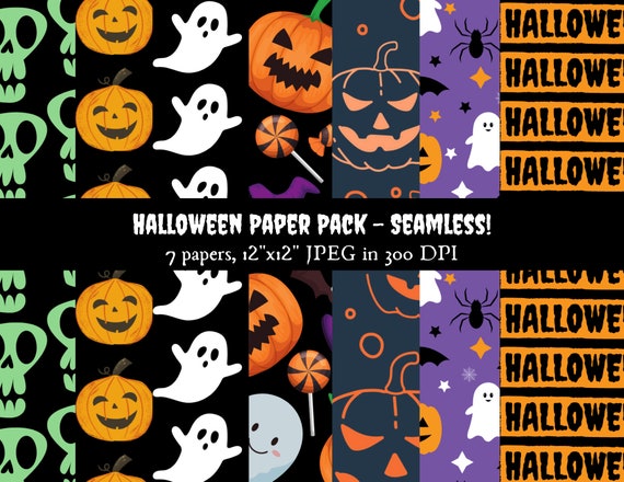 Halloween Digital Paper Trick or Treat Scrapbook Papers Boo - Etsy