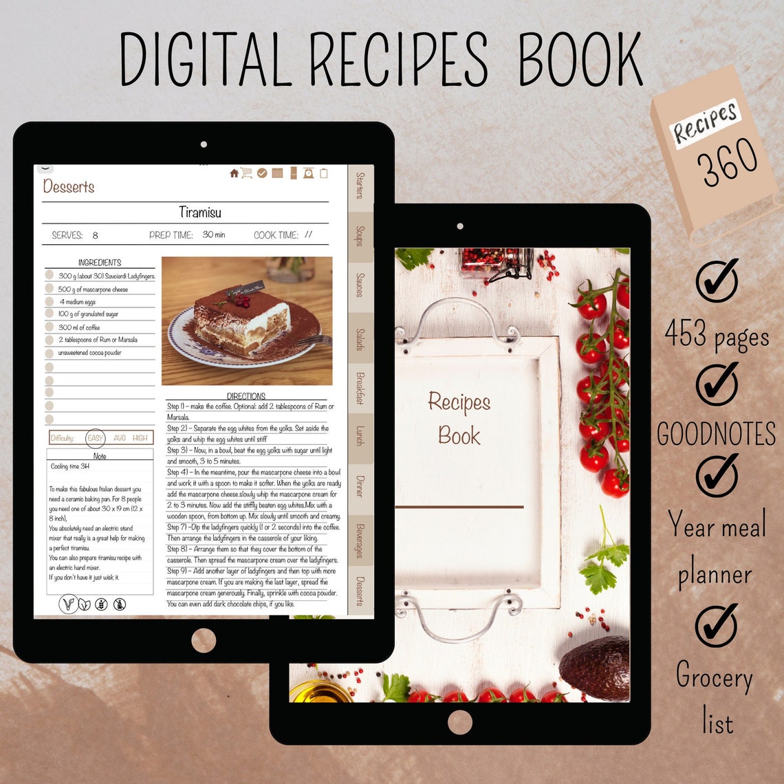 DIGITAL Recipes| Goodnotes Template| Vertical Planner Digital Planner ...