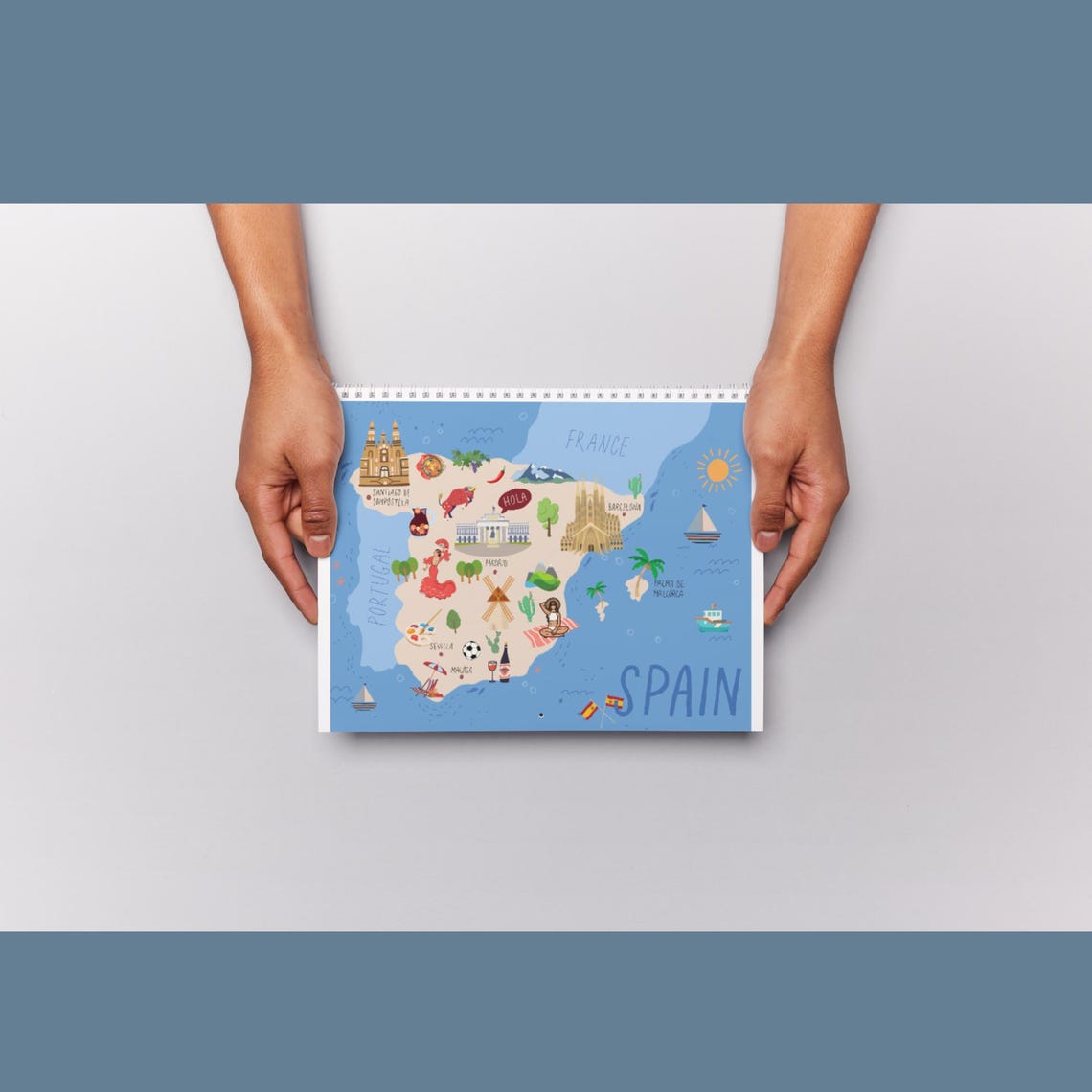 Spain Illustrated Map Art Print: Travel Decor (digital Download) - Etsy